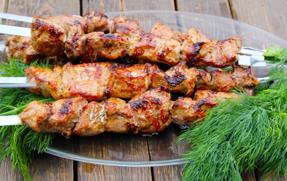 Pork Shashlik in Mayonnaise and Onion Marinade