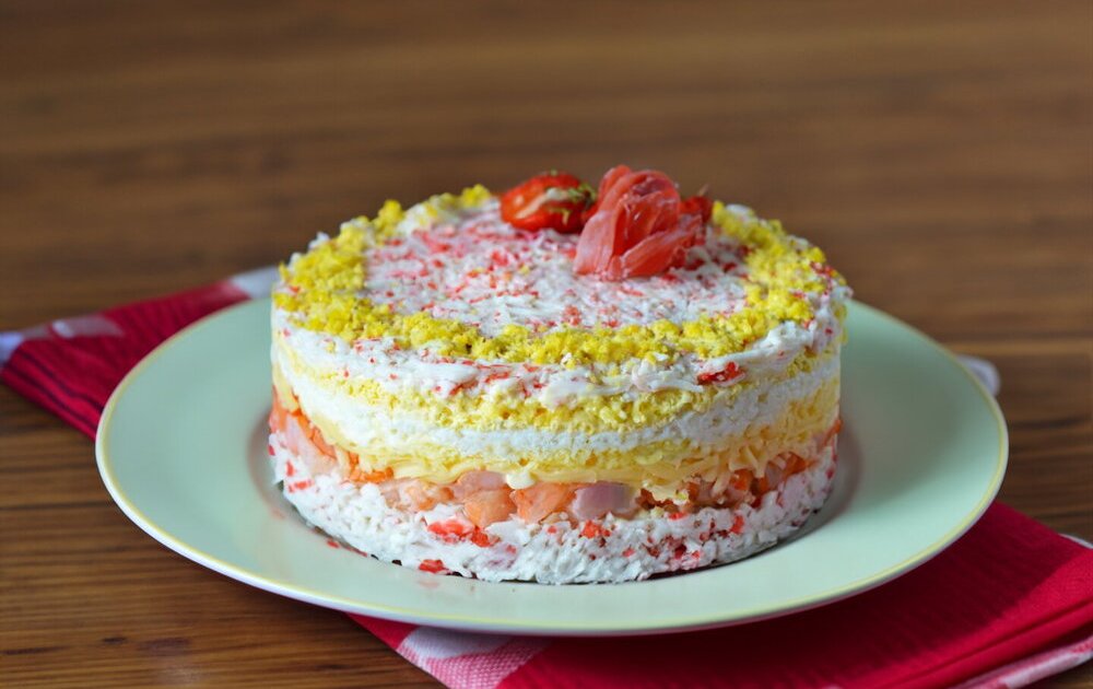 Shrimp, Imitation Crab, Egg, and Cheese Salad