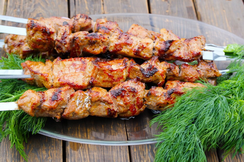 Pork Shashlik in Mayonnaise and Onion Marinade